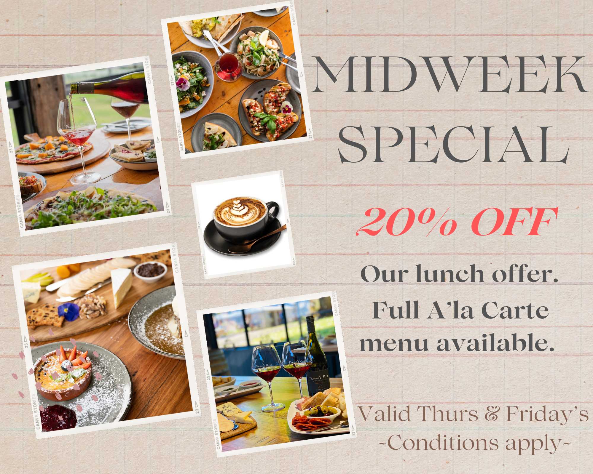 MIDWEEK SPECIAL - NEW MENU - Paynes Rise